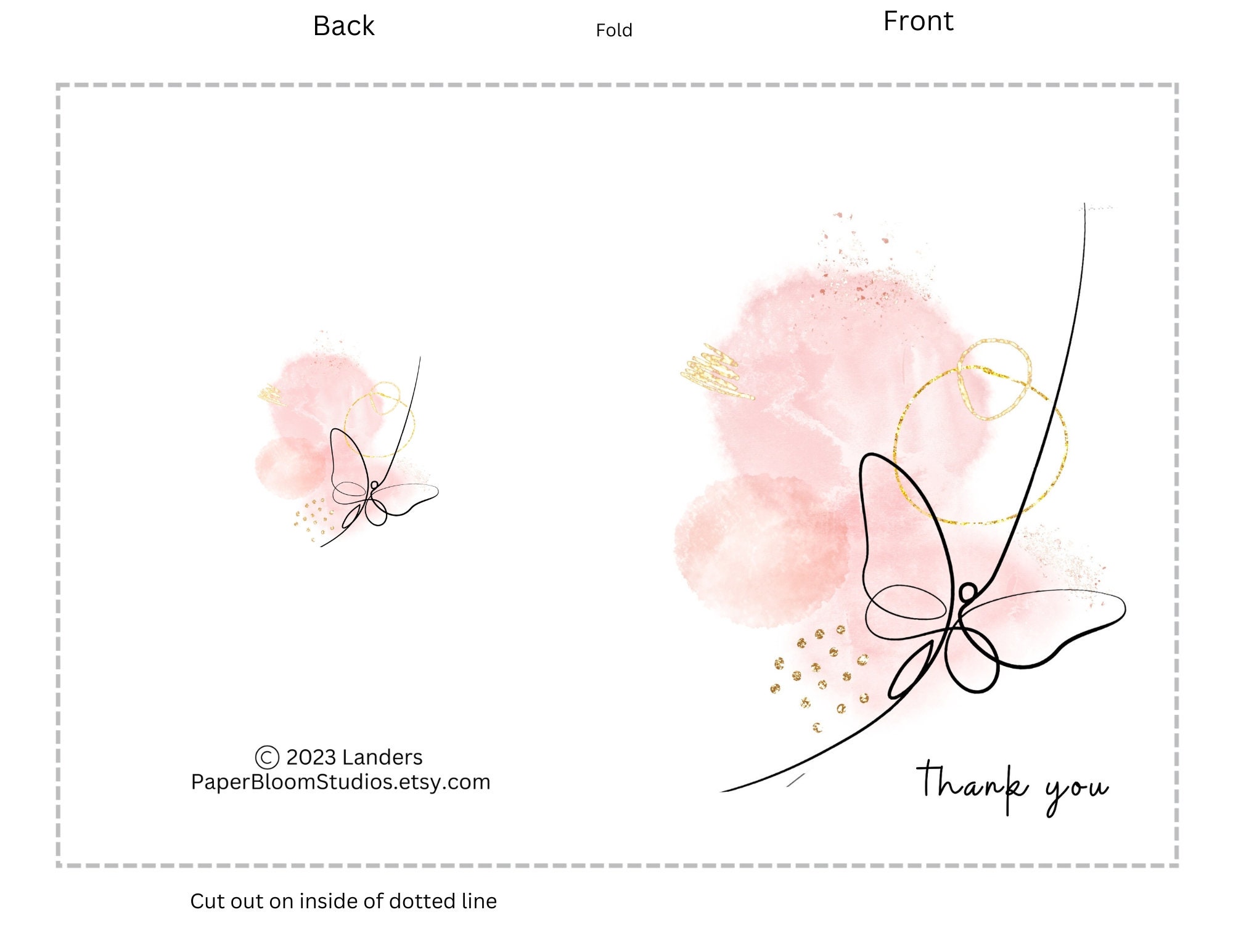 Butterfly Thank You Printable Greeting Card, PDF Download, All-occasion ...