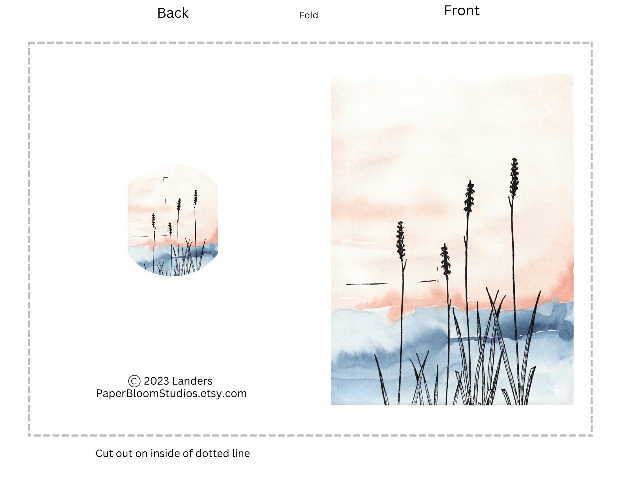 Floral Sunrise Watercolor Greeting Card, All Occasion Card (PDF ...