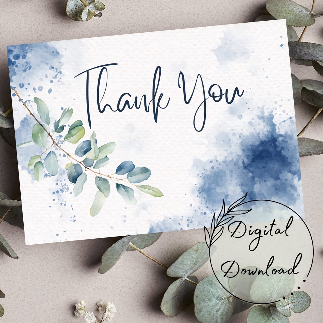 Watercolor Thank You Printable Greeting Card, PDF Download, All ...