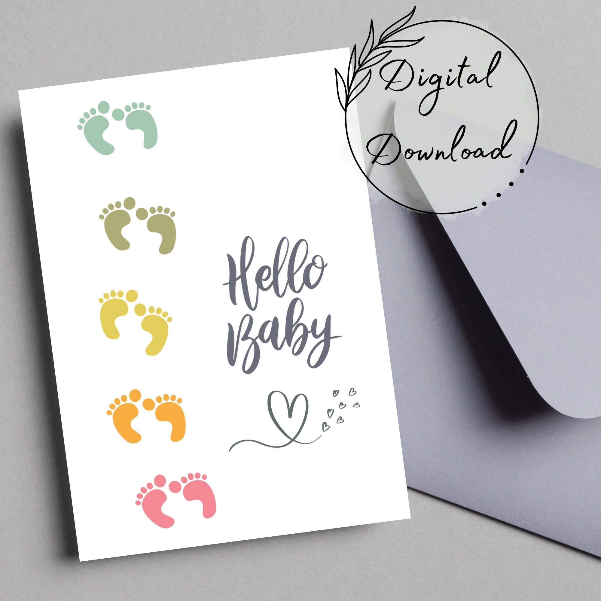 Hello Baby Printable Greeting Card, PDF Download, Baby Congrats Card ...