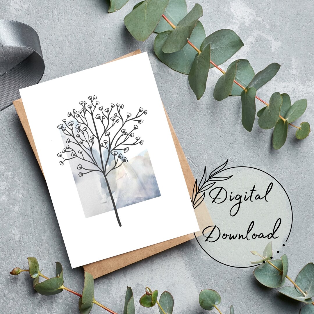 Printable Floral Greeting Card, PDF Download, All-ocassion Card, Blank ...