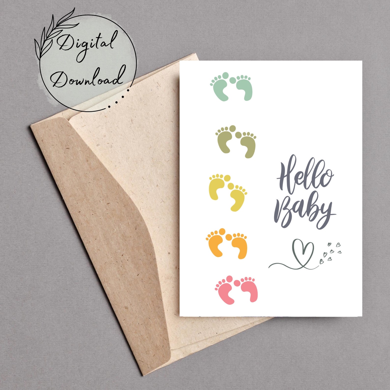 Hello Baby Printable Card, Gender Neutral Design (PDF Download) - Etsy