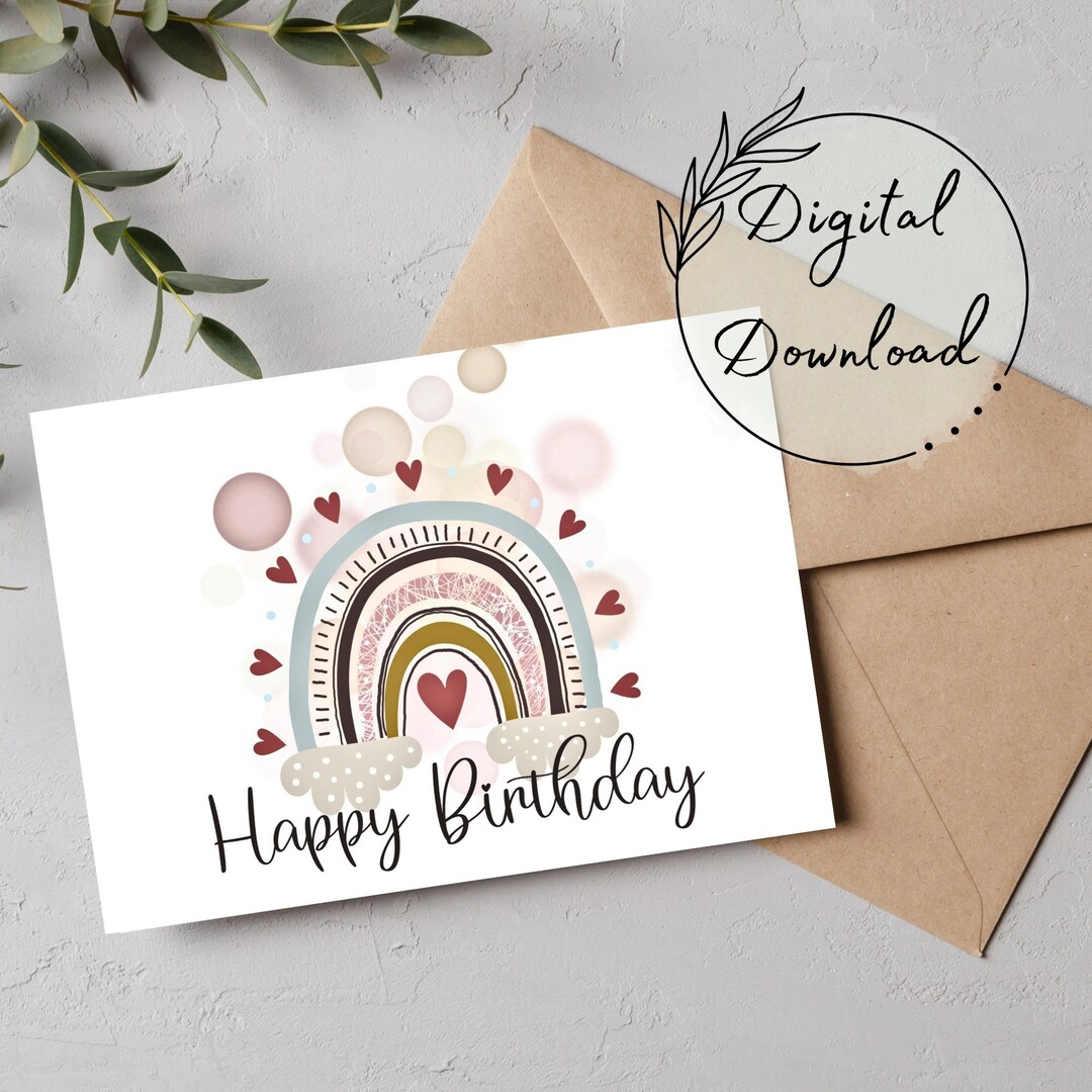 Happy Birthday Printable Greeting Card, PDF Download, All-ocassion Card ...