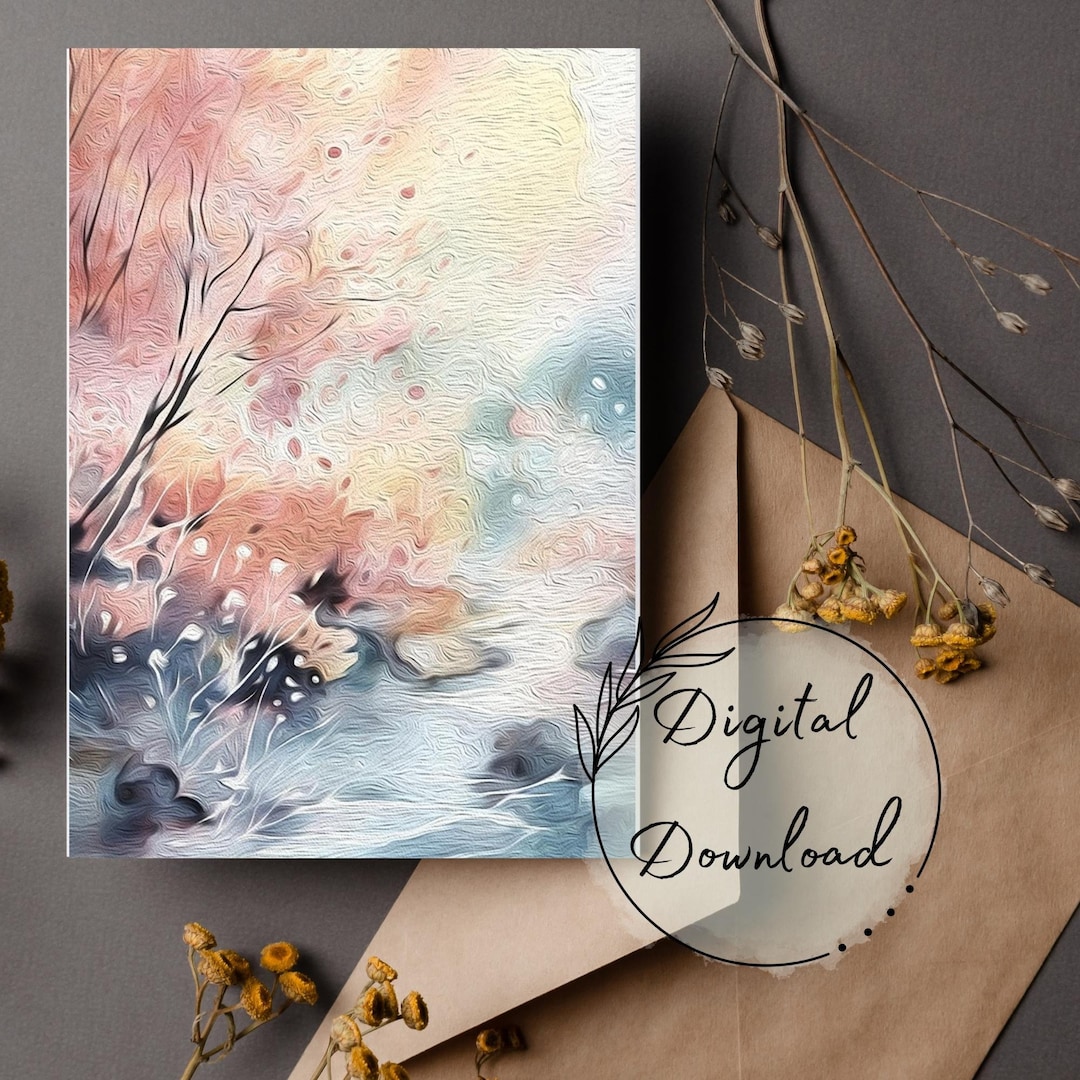 Printable Serene Nature Landscape Greeting Card, PDF Download, All ...