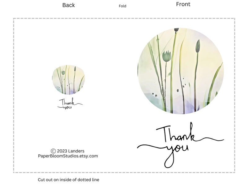 Thank You Watercolor Botanical Printable Greeting Card, PDF Download ...