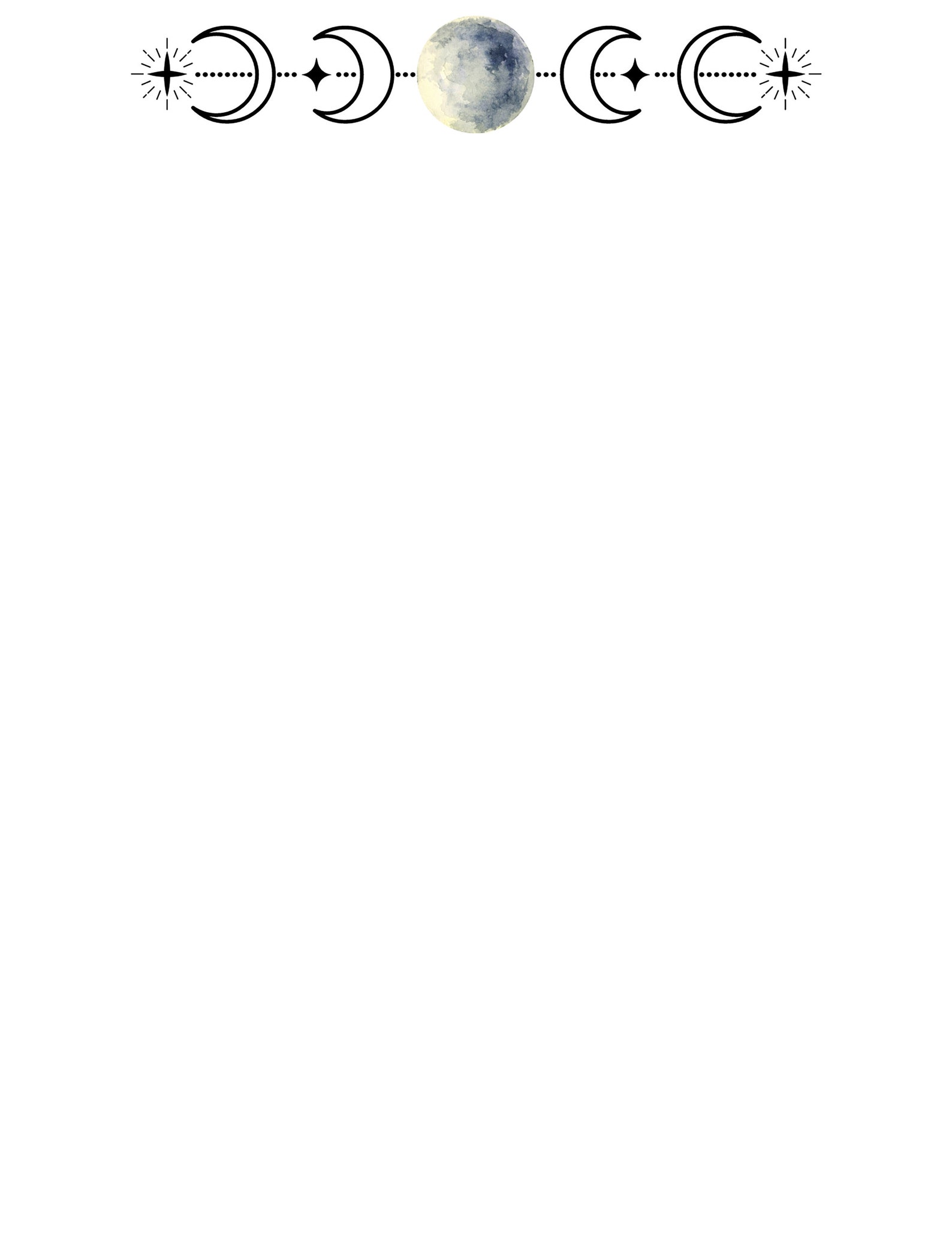 Printable Moon Phase Stationary Lined and Unlined, PDF Download ...