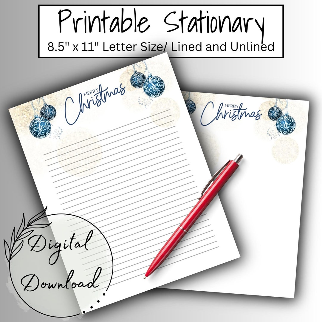 Printable Christmas Stationary Lined and Unlined, PDF Download ...