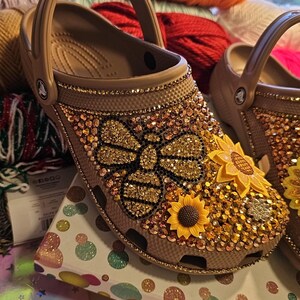 Custom Sunflower Bee Bedazzled & Blinged Rhinestone Crocs - Etsy