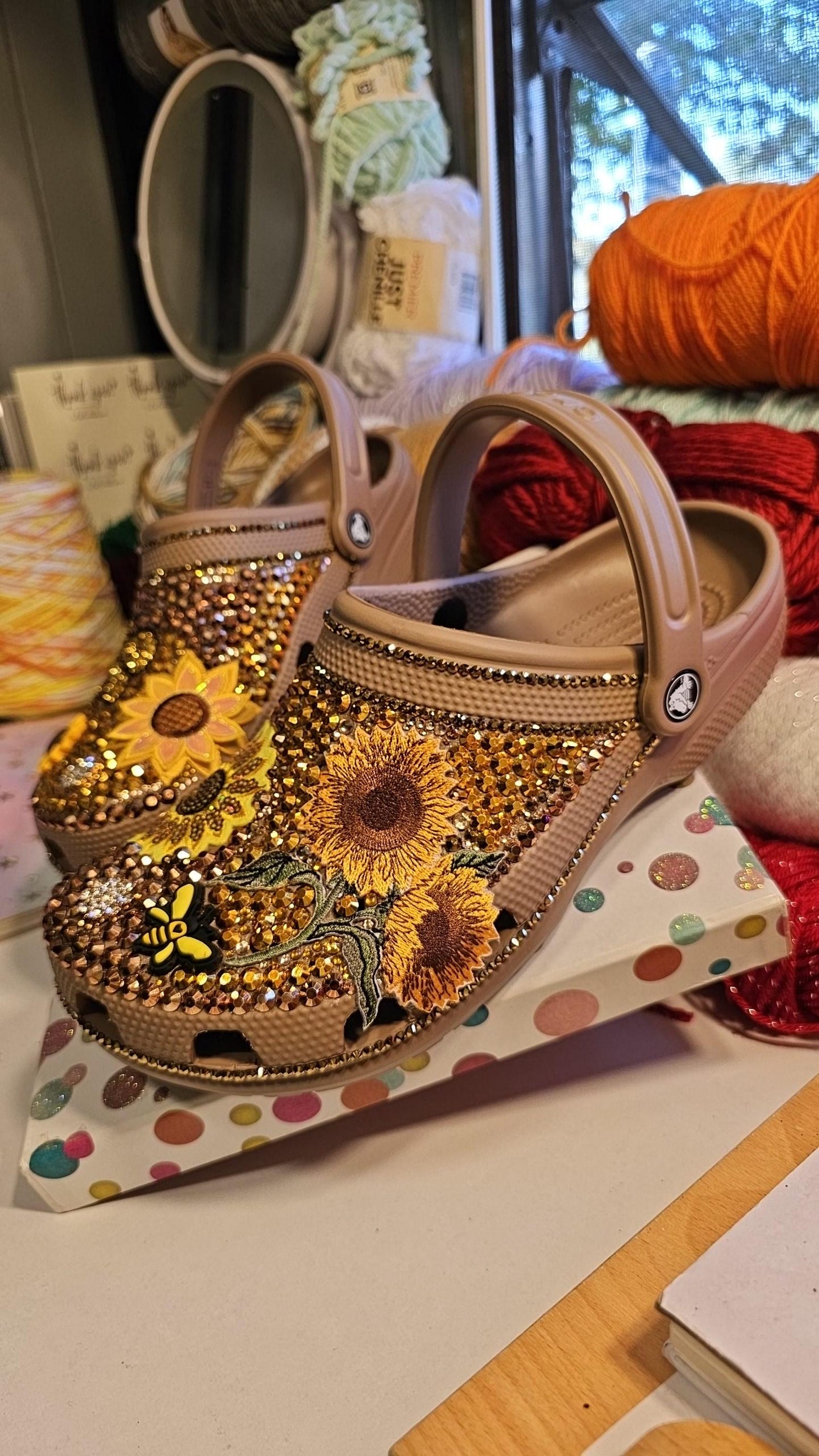 Custom Sunflower Bee Bedazzled & Blinged Rhinestone Crocs - Etsy