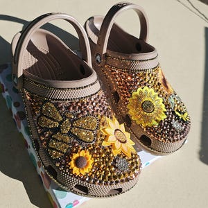 Custom Sunflower Bee Bedazzled & Blinged Rhinestone Crocs - Etsy