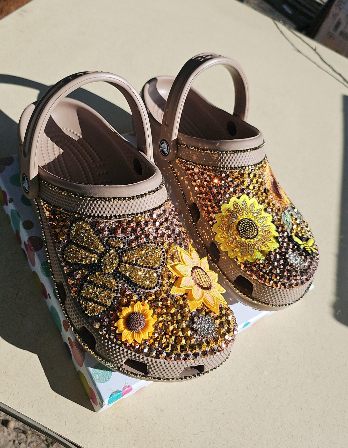 Custom Sunflower Bee Bedazzled & Blinged Rhinestone Crocs - Etsy