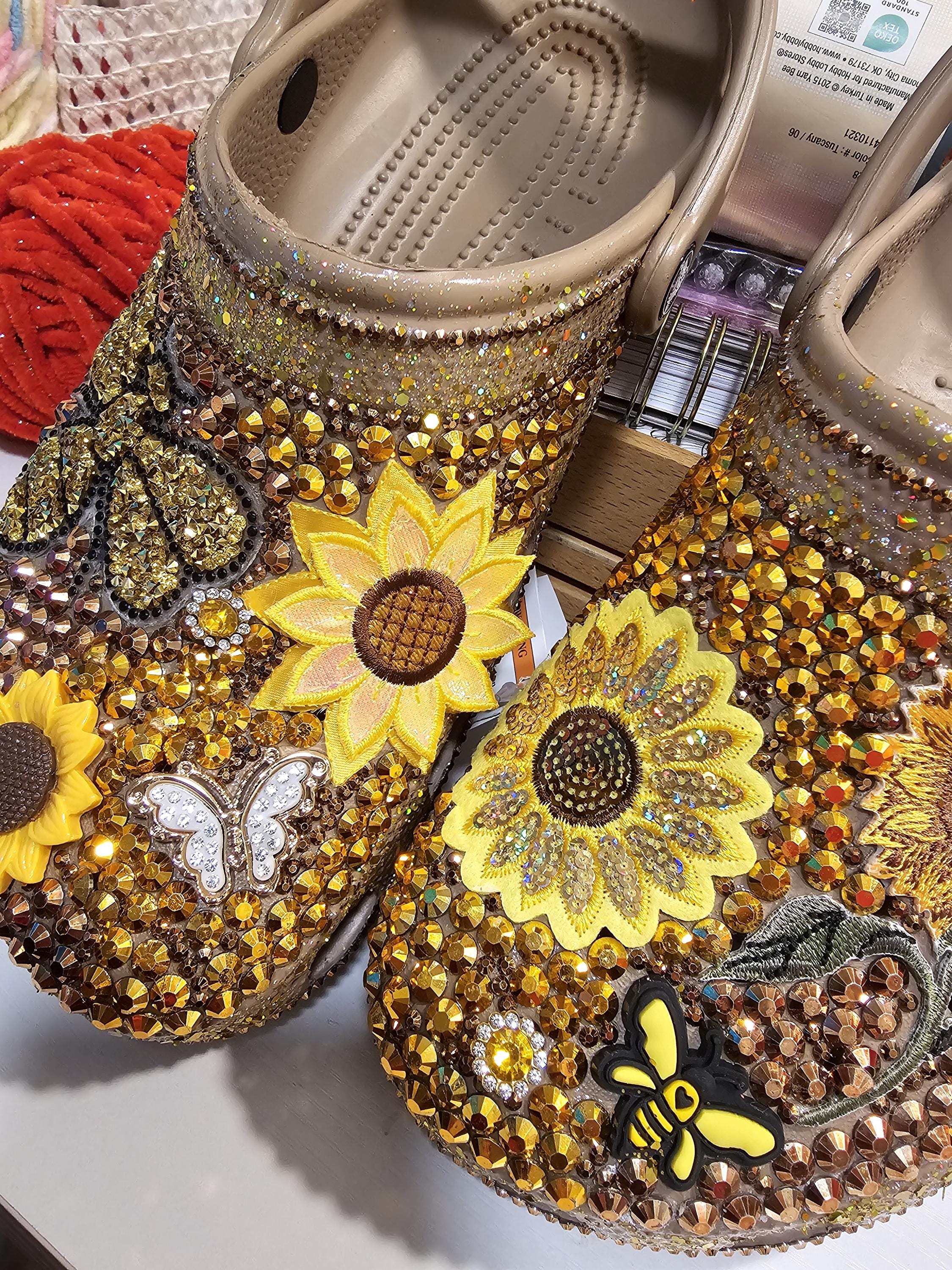 Custom Sunflower Bee Bedazzled & Blinged Rhinestone Crocs - Etsy