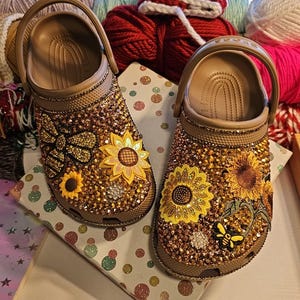 Custom Sunflower Bee Bedazzled & Blinged Rhinestone Crocs - Etsy