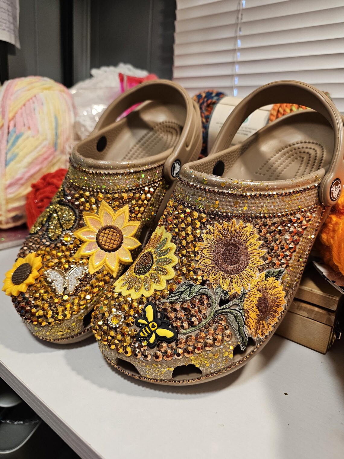 Custom Sunflower Bee Bedazzled & Blinged Rhinestone Crocs - Etsy