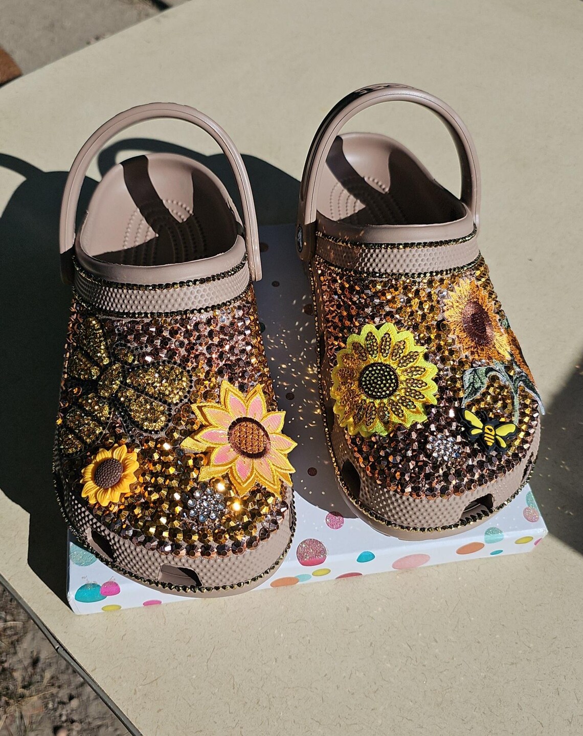 Custom Sunflower Bee Bedazzled & Blinged Rhinestone Crocs - Etsy