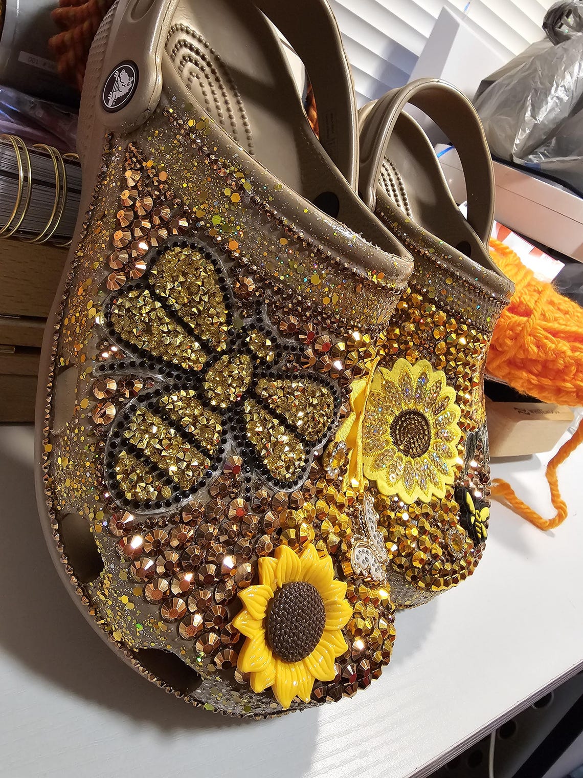 Custom Sunflower Bee Bedazzled & Blinged Rhinestone Crocs - Etsy
