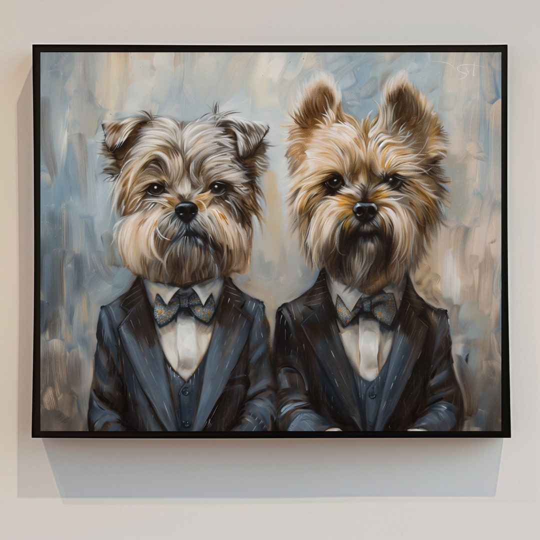Two Dogs in Tuxedos Dog Art Digital Print Cairn Terrier Dogs Funny Wall ...