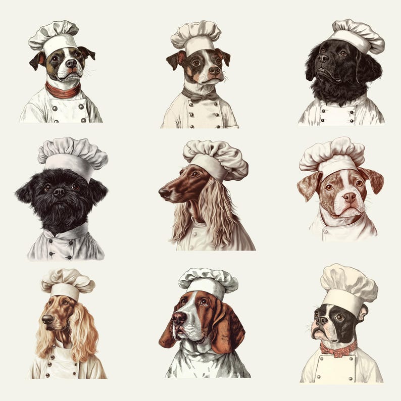 Puppy Dog Chefs - Clipart Bundle - 30 PNG Files - Commercial Use ...