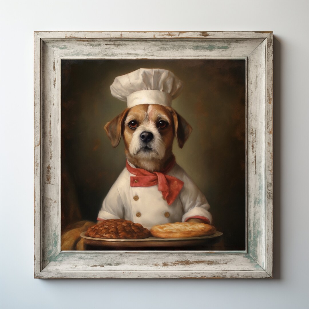 Pastry Chef Dog Funny Animal Wall Decor Dog in Chef Hat Dog That Bakes ...