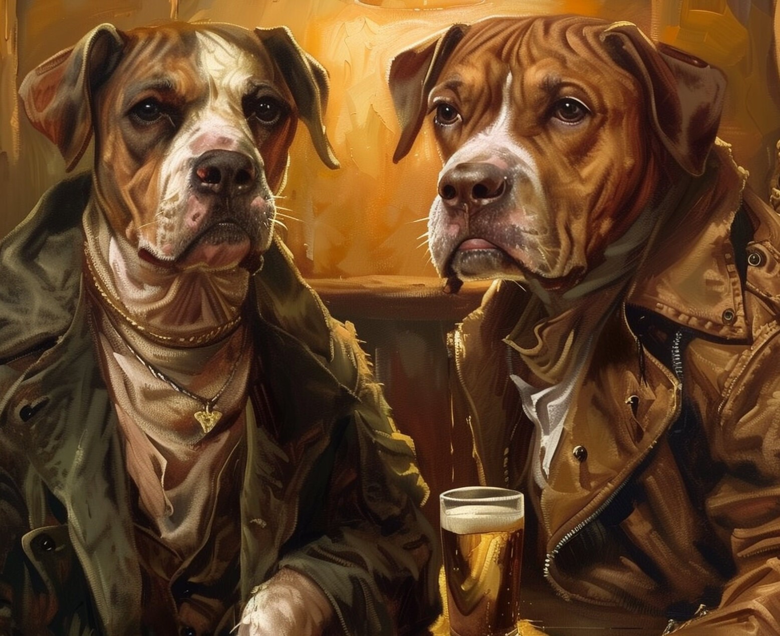 Two Dogs at Bar Drinking Beer Dog Art Digital Print Large Dogs Funny ...