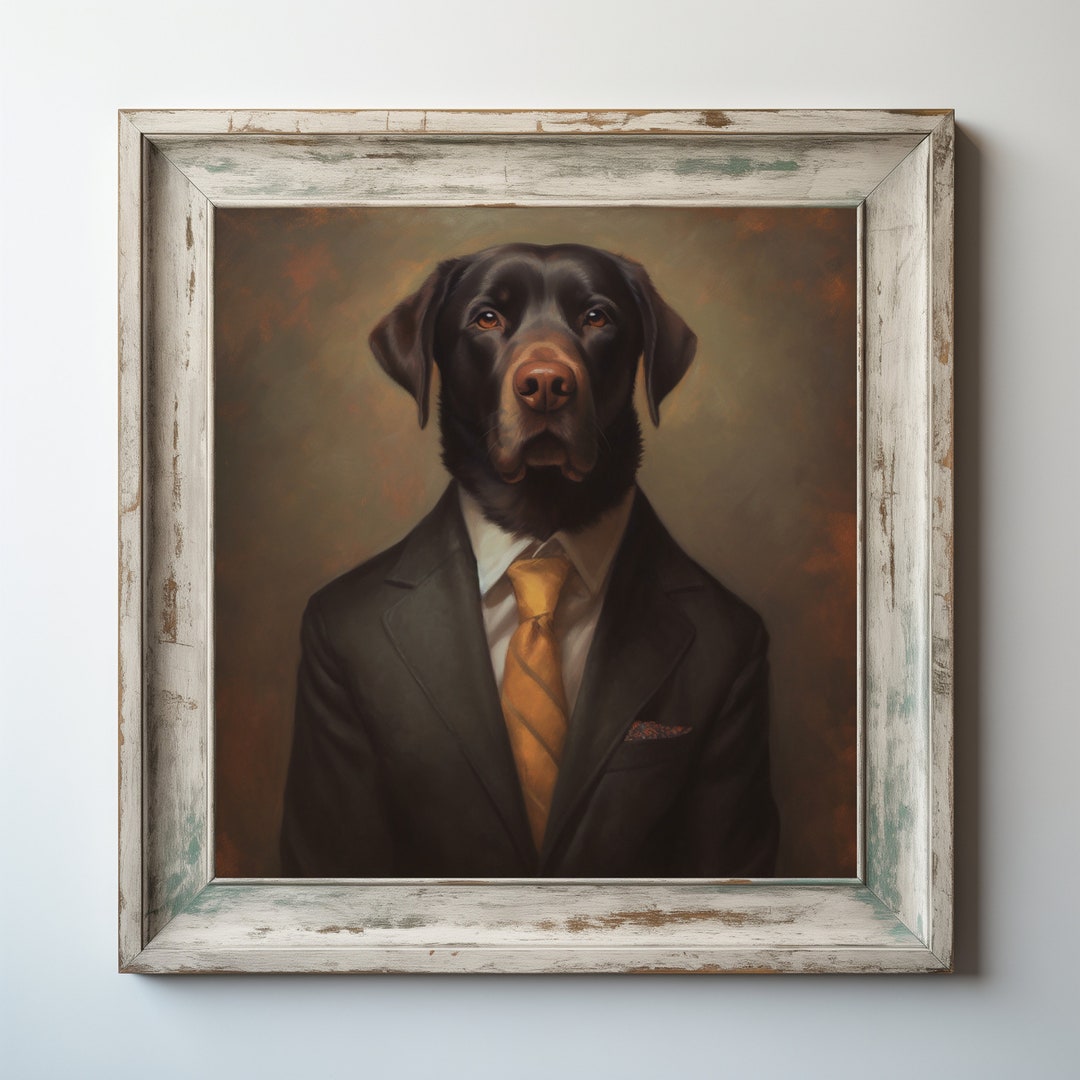 Dog in A Business Suit Funny Animal Wall Decor Tycoon Dog Office Decor ...