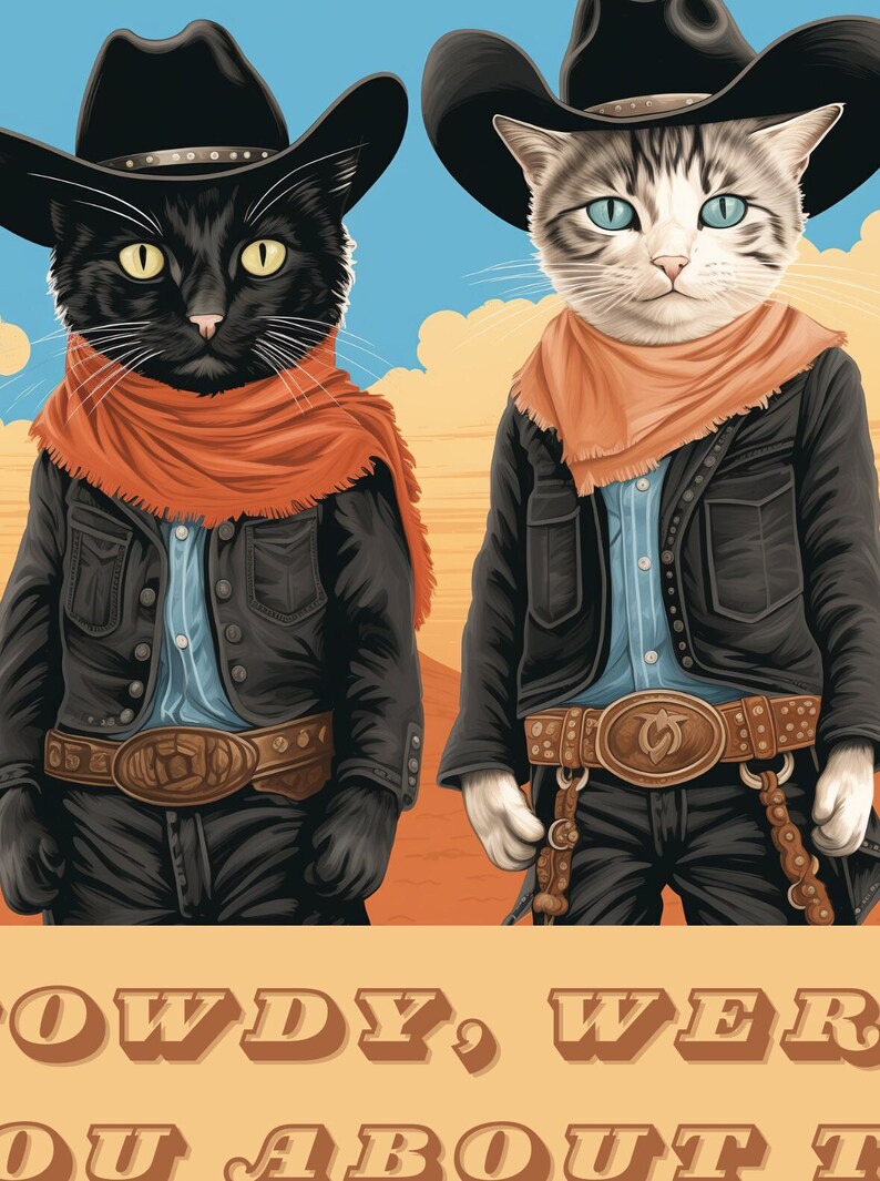 Bathroom Cowboy Cats Bathroom Art Typography Print Howdy, Were You ...