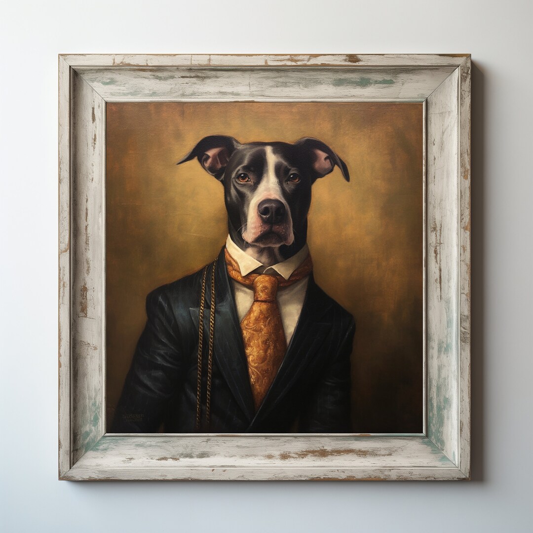 Dog in A Business Suit Funny Animal Wall Decor Dog Tycoon Office Decor ...