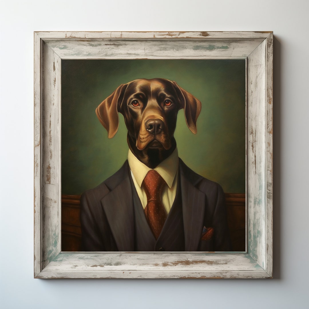 Dog in A Business Suit Funny Animal Wall Decor Tycoon Dog Office Decor ...