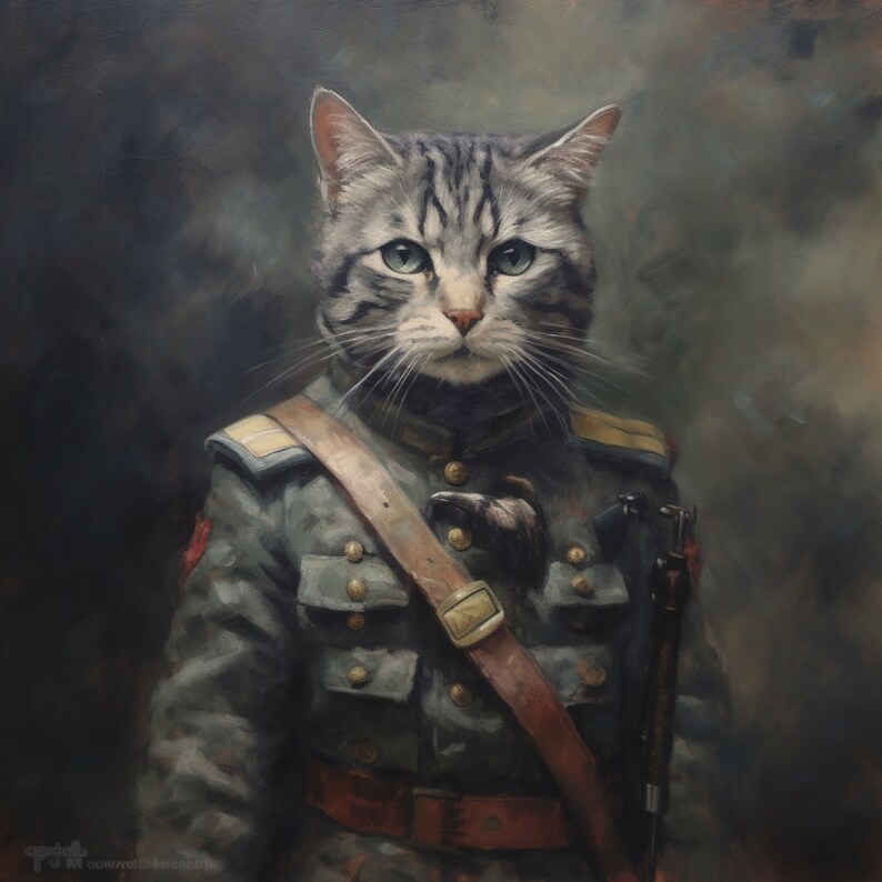 Army General Cat Funny Animal Wall Decor Camouflage Cat Cat Lover ...