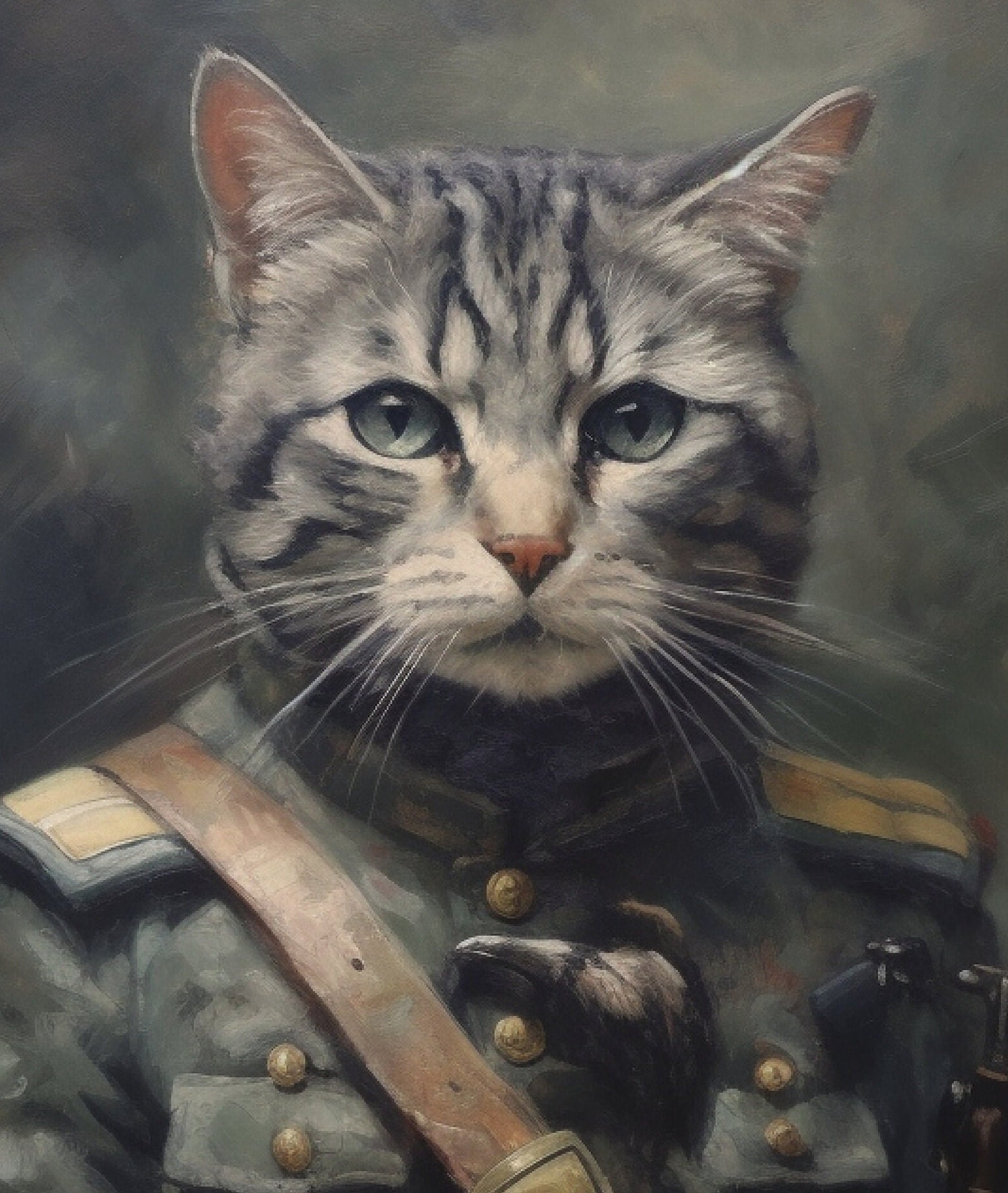 Army General Cat Funny Animal Wall Decor Camouflage Cat Cat Lover ...