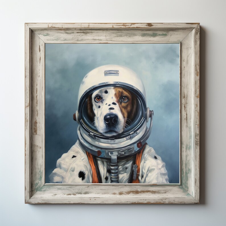 Astronaut Dog Funny Animal Wall Decor Space Dog Home Decor Printable ...
