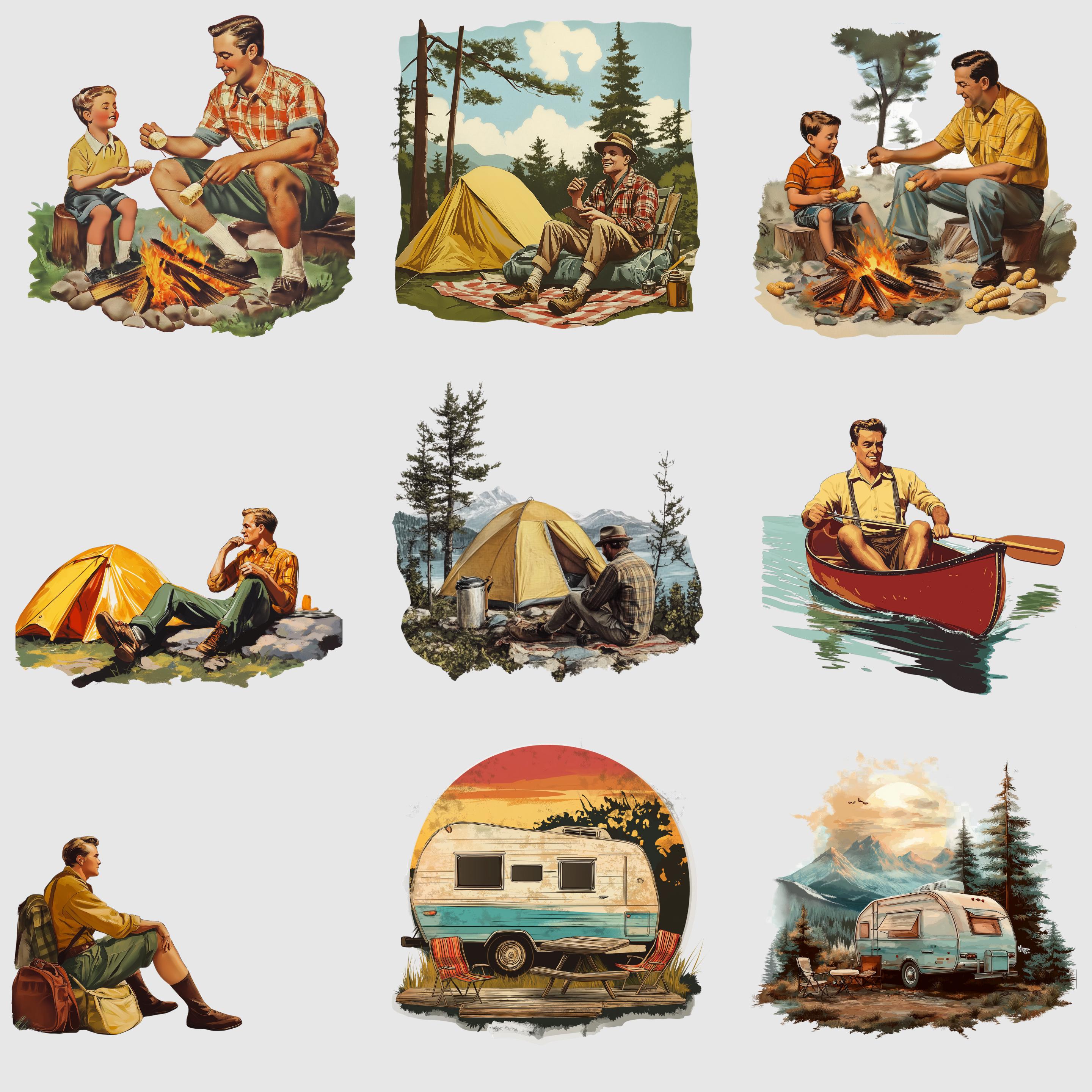 Retro Camping - Clipart Bundle - 36 PNG Files - Commercial Use ...