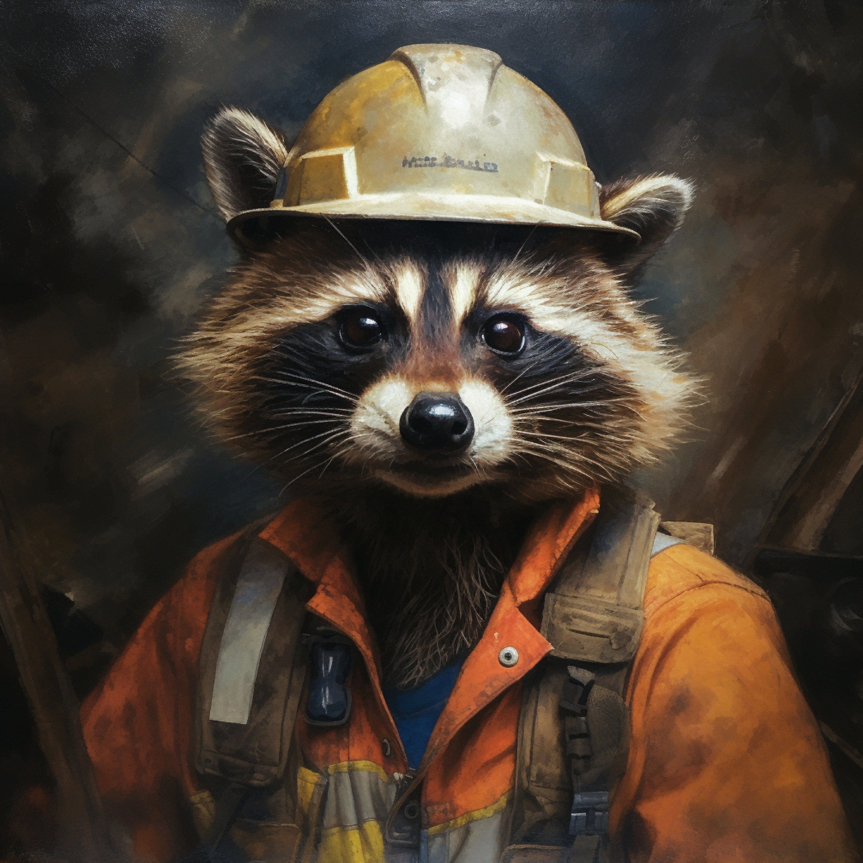 Construction Worker Raccoon Funny Animal Wall (Instant Download) - Etsy