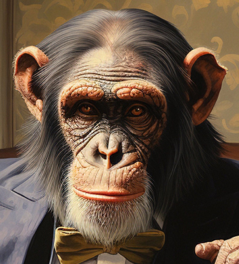 Chimp in A Suit and Bowtie Funny Animal Poster Office Decor Printable ...