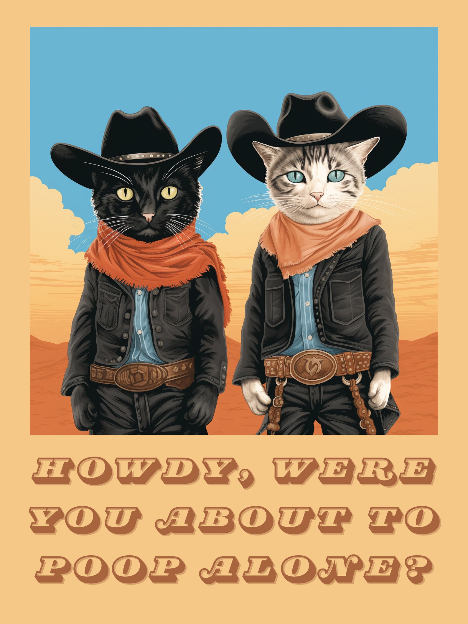 Bathroom Cowboy Cats Bathroom Art Typography Print Howdy, Were You ...