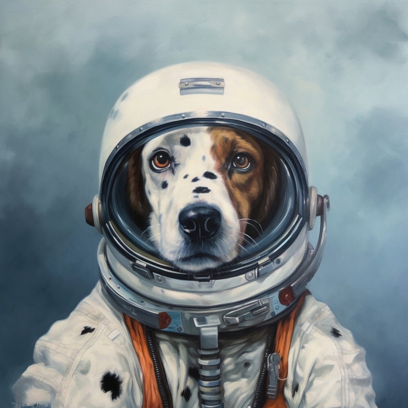 Astronaut Dog Funny Animal Wall Decor Space Dog Home Decor Printable ...