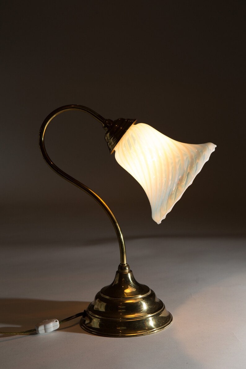 Antique Vianne Glass Shade French Glass Opal Swirl Bell Lamp Shade - Etsy