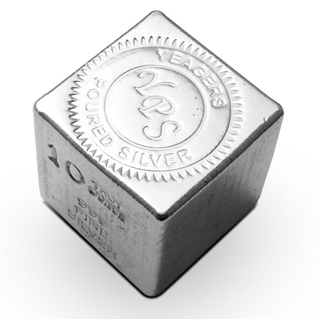 Yeager's 10 Oz Pure Silver Cube A Stunning Investment in Precious Metal ...