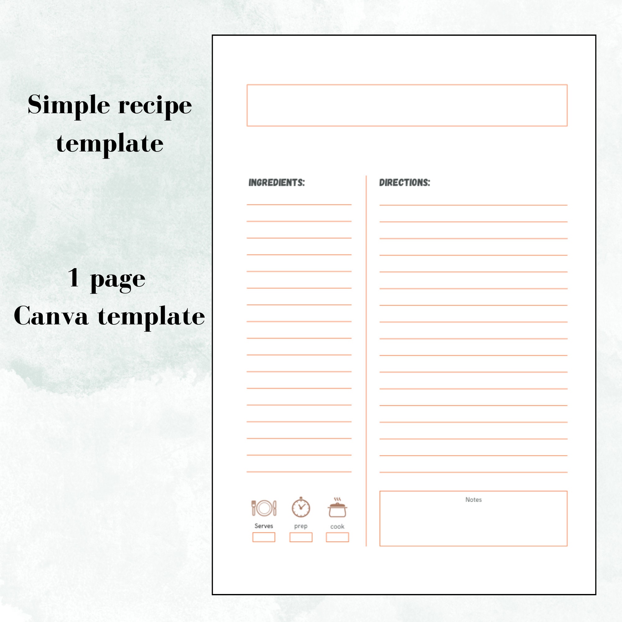 Cookbook Template, Canva Template, Editable Canva , Digital Cookbook ...