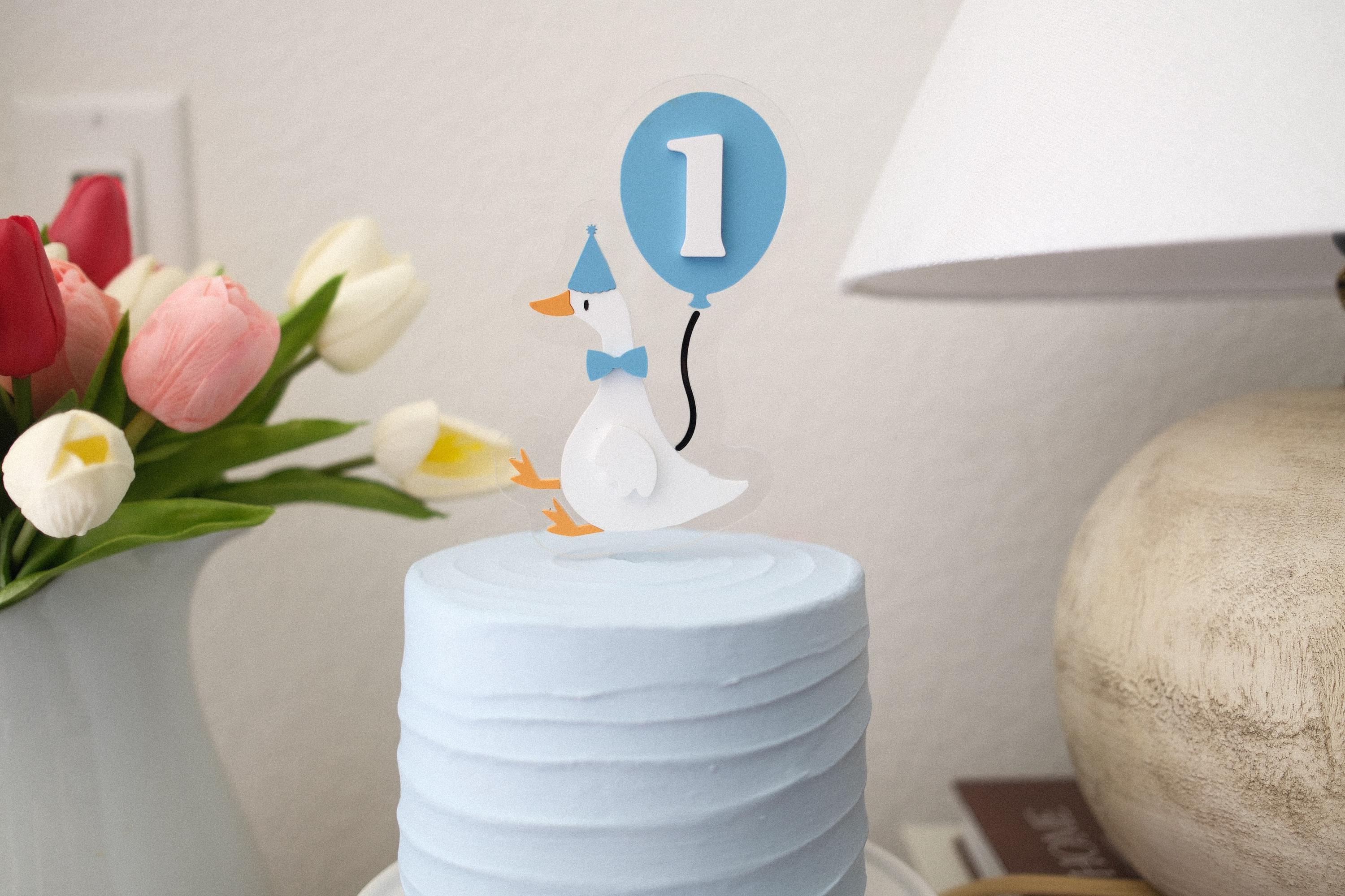 ONE Ballon Silly Goose Cake Topper, Bow Cake Topper, Coquette Bow ...