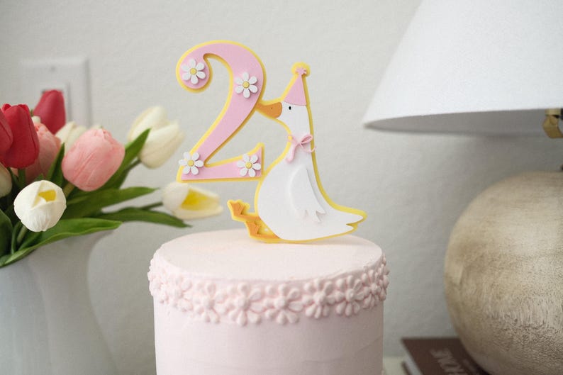 ONE Silly Goose Daisy Cake Topper, Bow Cake Topper, Coquette Bow, First ...