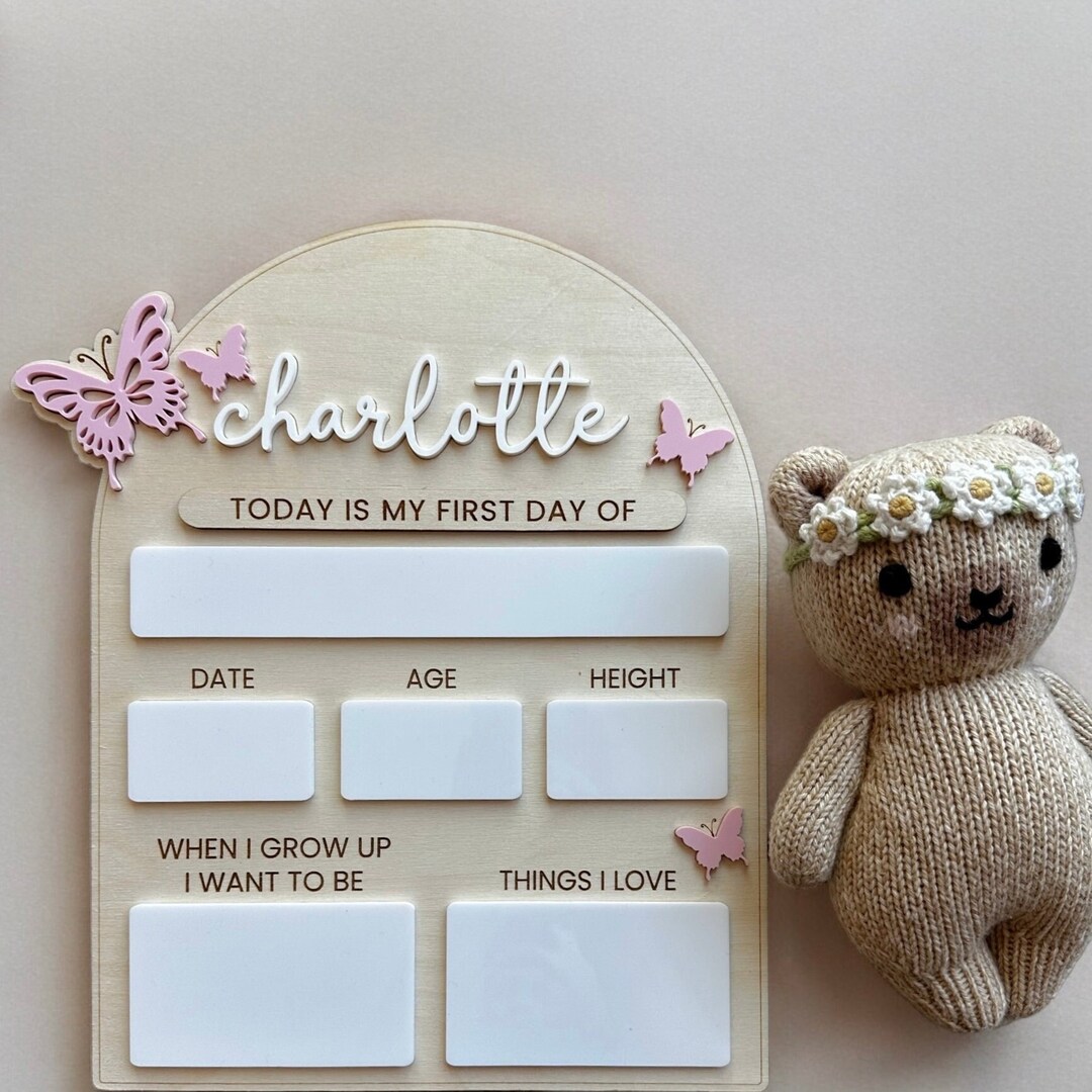 Personalized Butterfly First Day of School Sign, Custom Last Day of ...