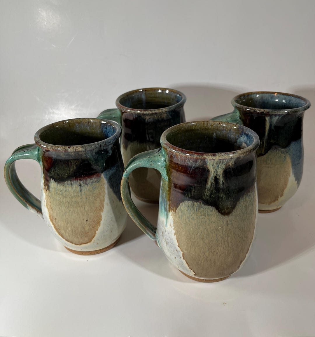 Vintage Hand-made Pottery Mugs Set of 4 by Bobbie Listerman - Etsy