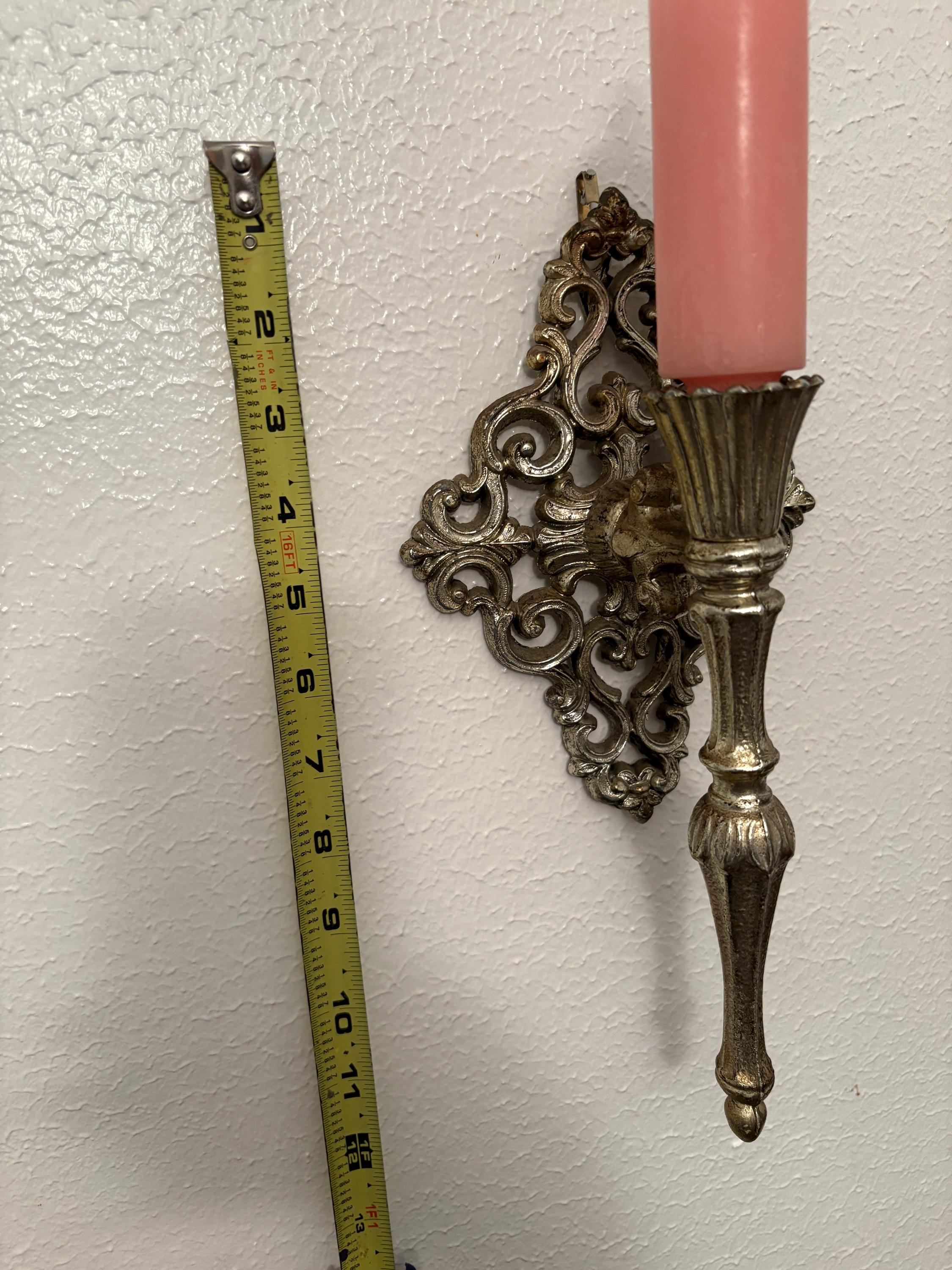 Vintage Hollywood Regency Style Metal Wall Sconces - 11 Inches Tall ...