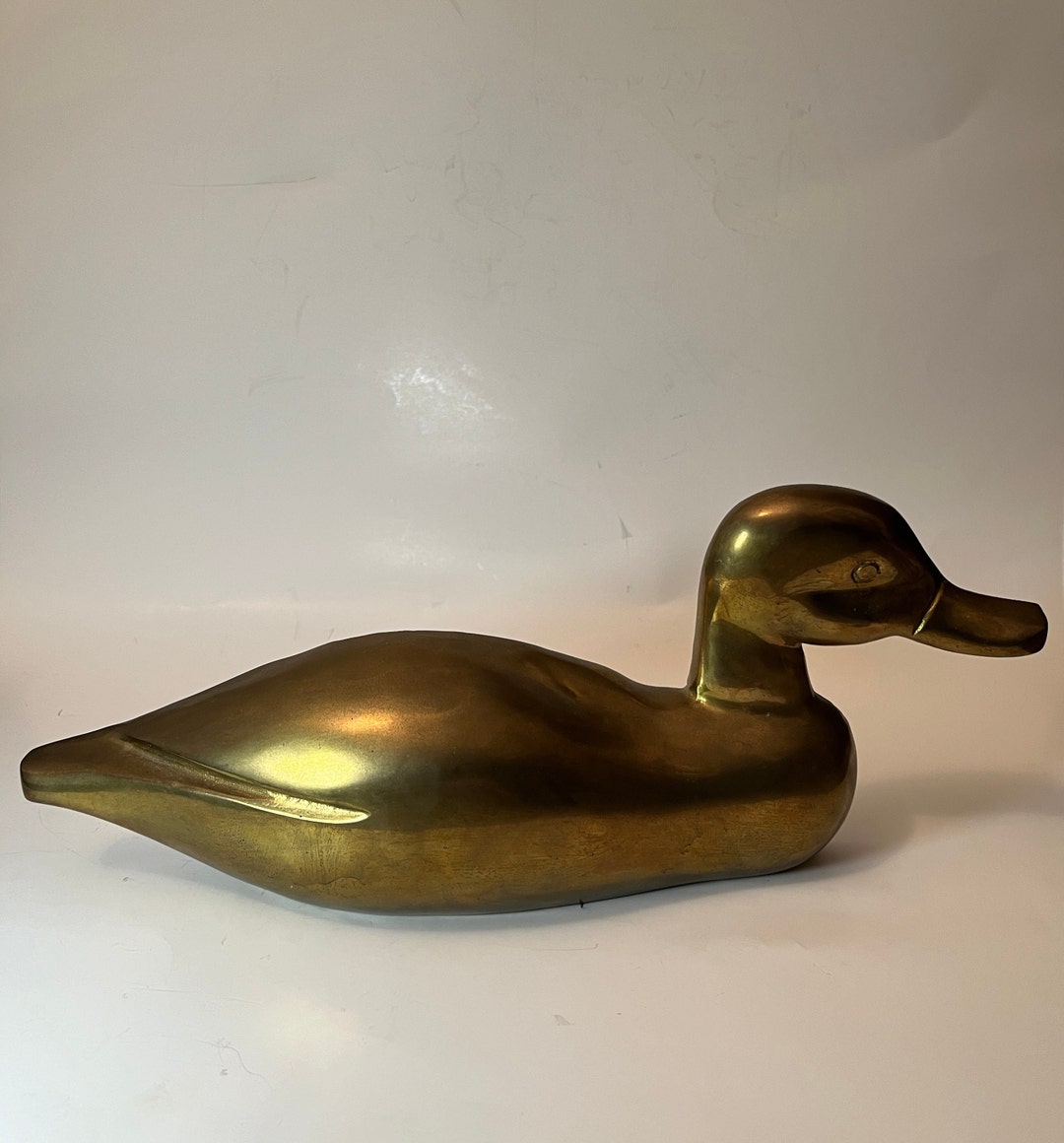 Vintage Large Brass Mallard Duck - Bird Wall Hanging / Shelf Sitter ...