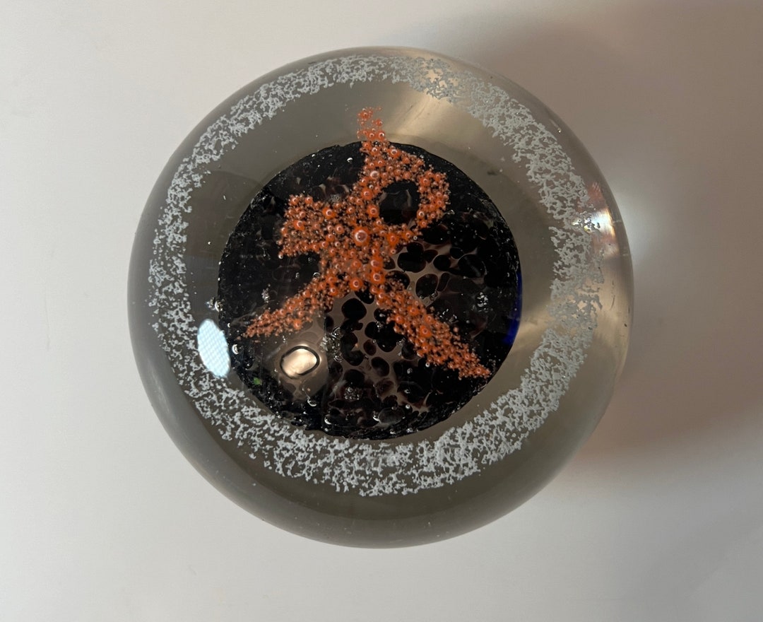 Vintage Asian Symbol With Sand Effect Round Art Glass Paperweight - Etsy