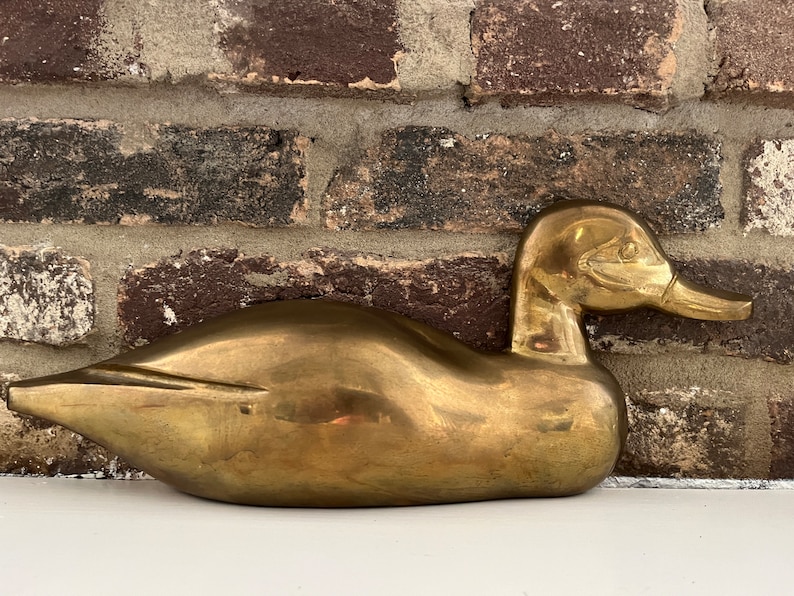 Vintage Large Brass Mallard Duck - Bird Wall Hanging / Shelf Sitter ...