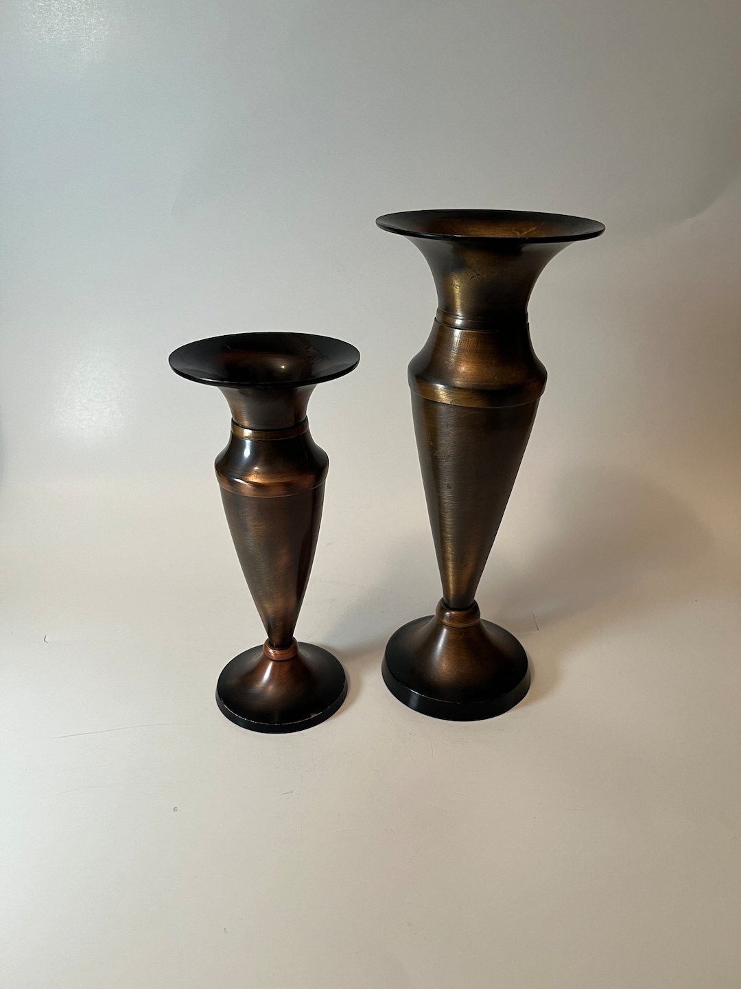 Copper Colored Metal Flower Vases set of 2 - Etsy