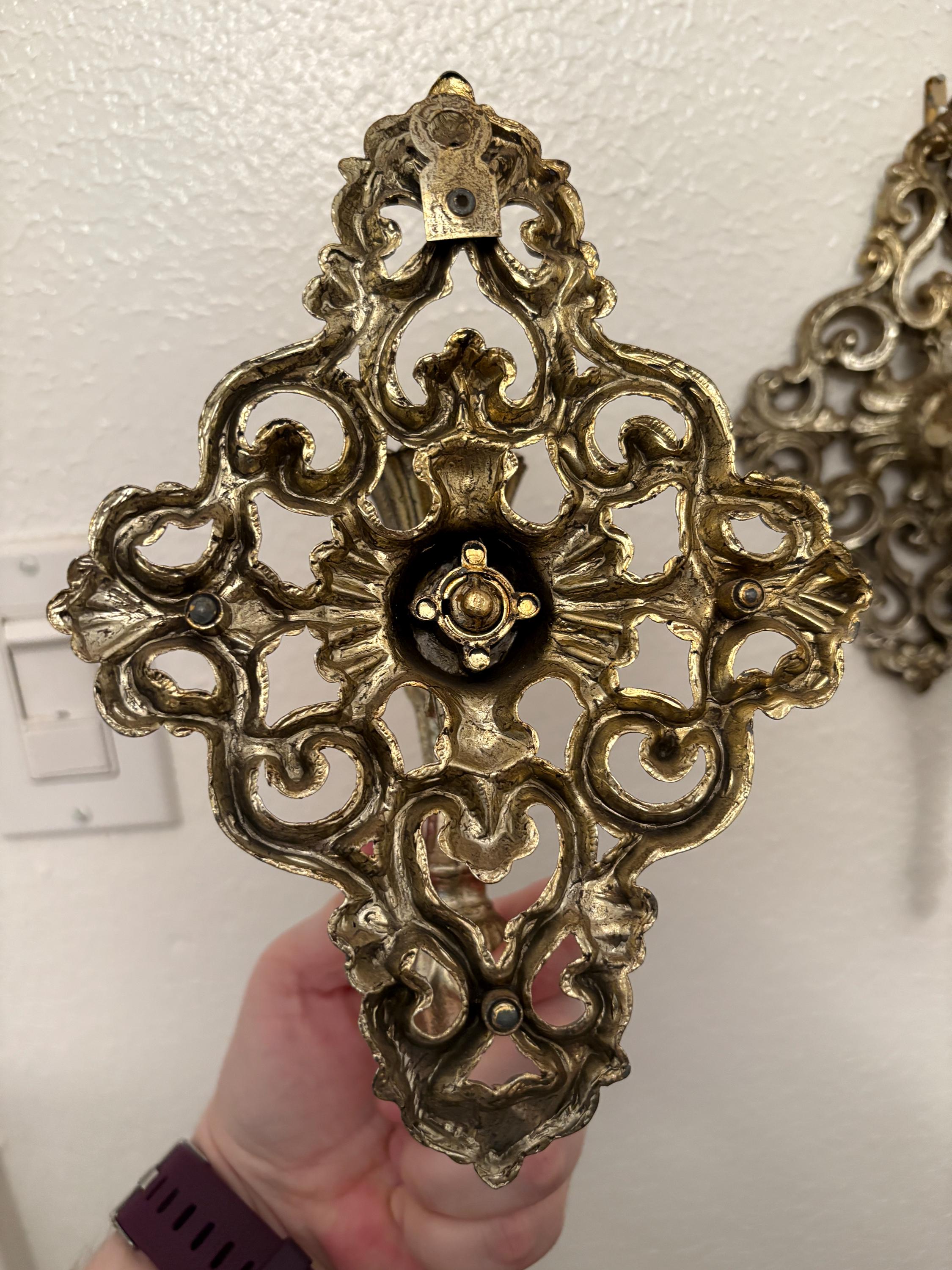 Vintage Hollywood Regency Style Metal Wall Sconces - 11 Inches Tall ...