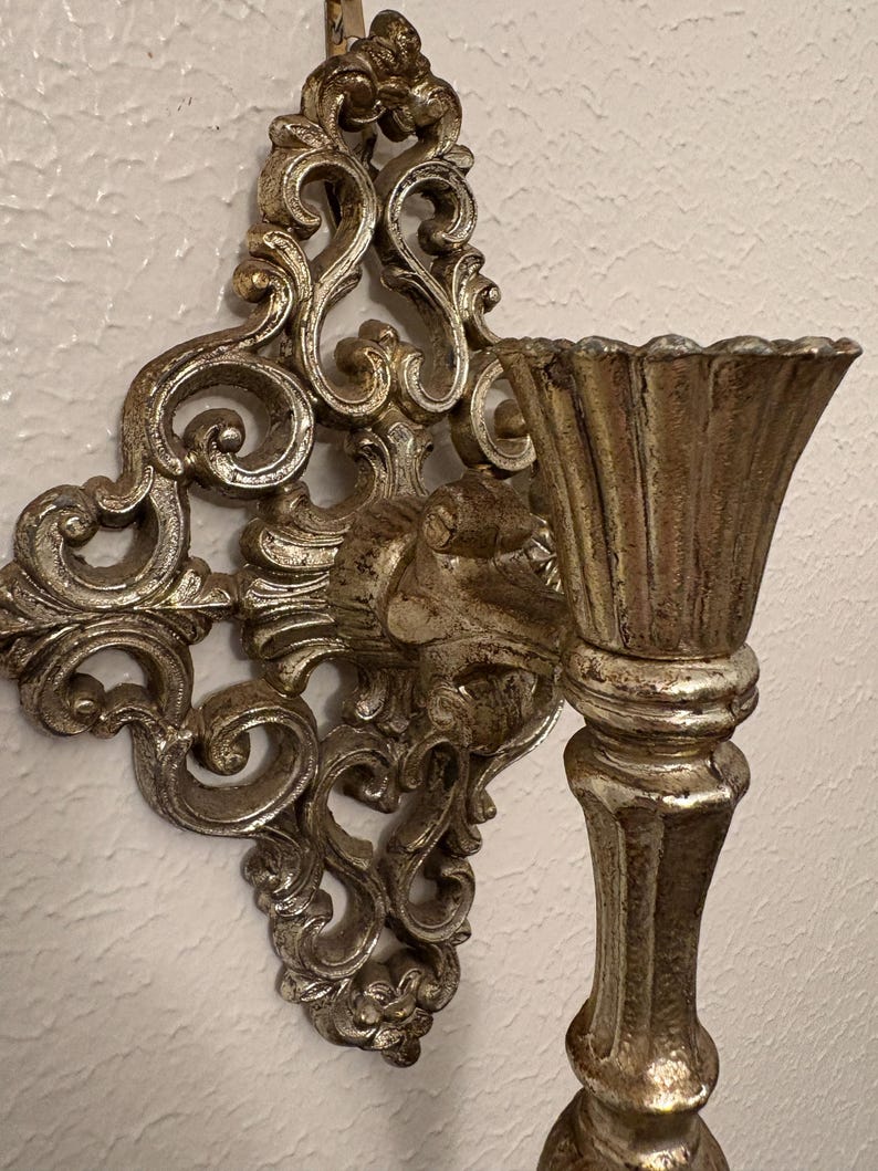 Vintage Hollywood Regency Style Metal Wall Sconces - 11 Inches Tall ...